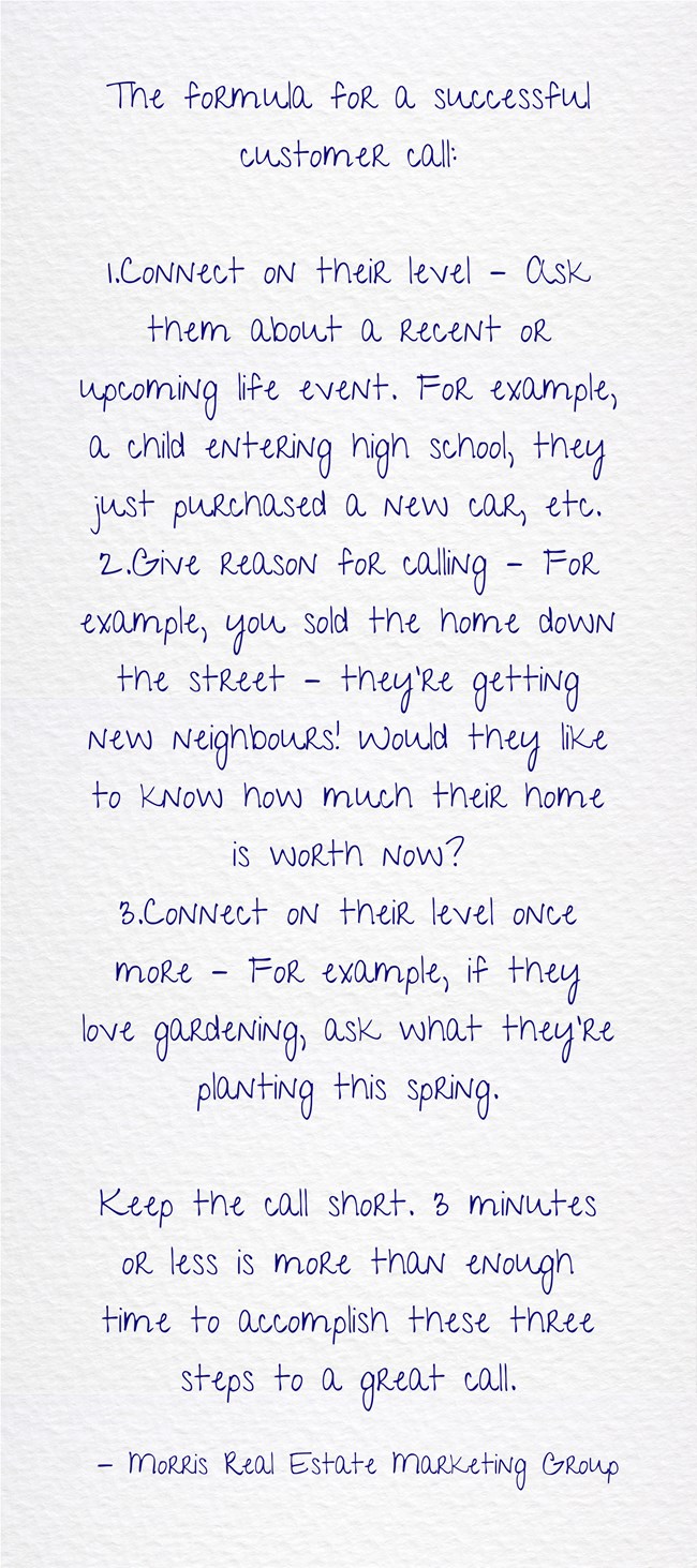 Monday Real Estate Marketing Tip: Formula for Successful Customer Call ...